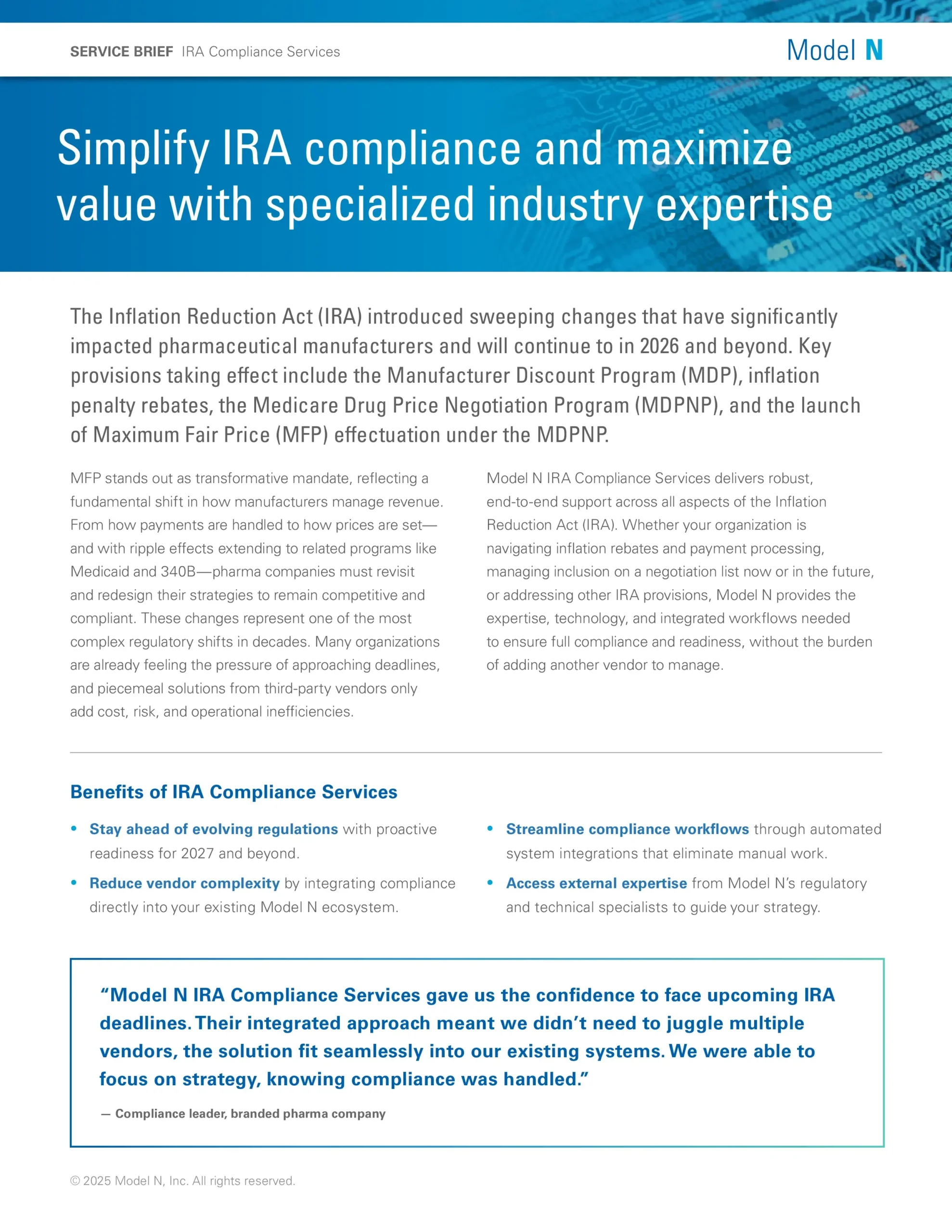 IRA Compliance Value Realization Service Brief - Model N